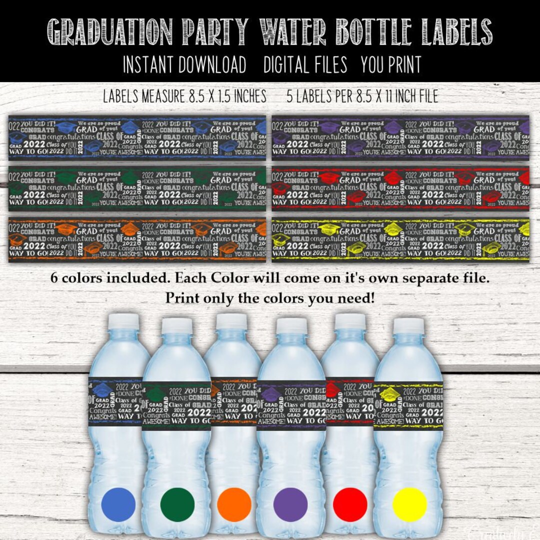 Graduation Party Water Bottle Labels. Chalkboard Graduation Party ...