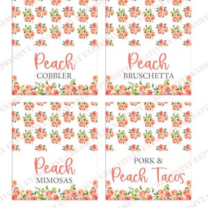 Peach Party. Peach Party Food Cards. Baby Shower Tent Cards. Buffet ...