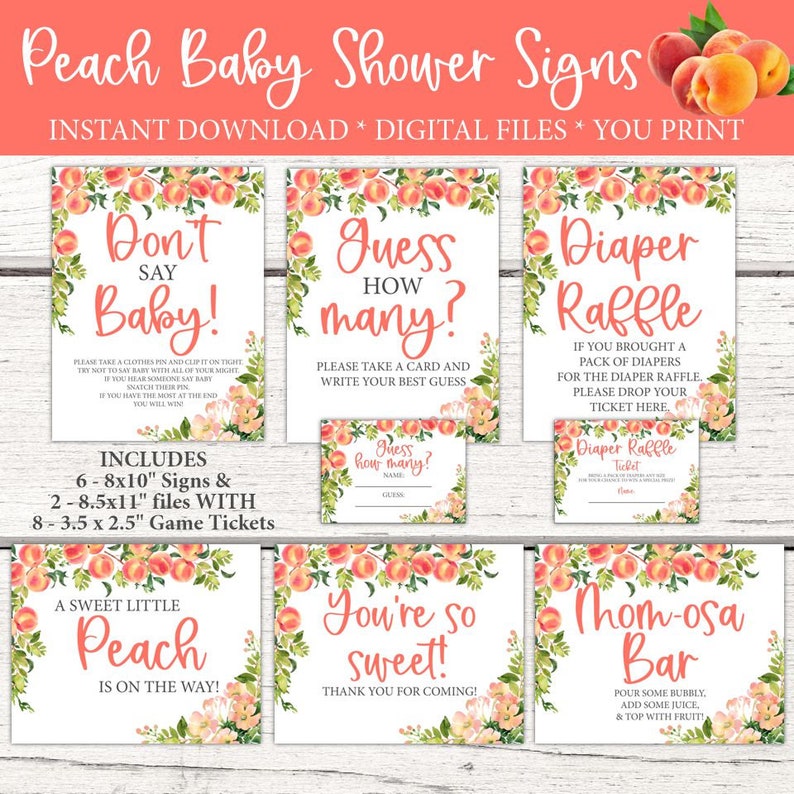 Peach Baby Shower. Peach Baby Shower Signs. Peach Table Signs. | Etsy