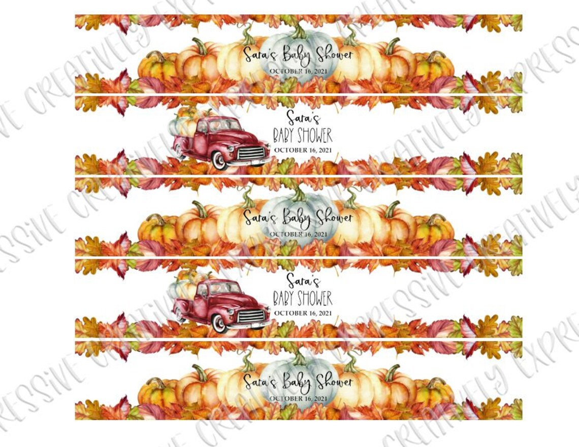 Little Pumpkin Baby Shower. Pumpkin Water Bottle Labels. | Etsy