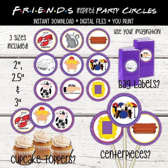 Friends Inspired Party Circles. Friends Cupcake Toppers. | Etsy