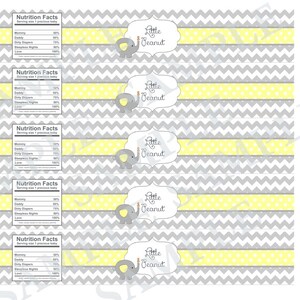 Grey and Yellow Chevron Baby Shower Water Bottle Labels. Little Peanut ...