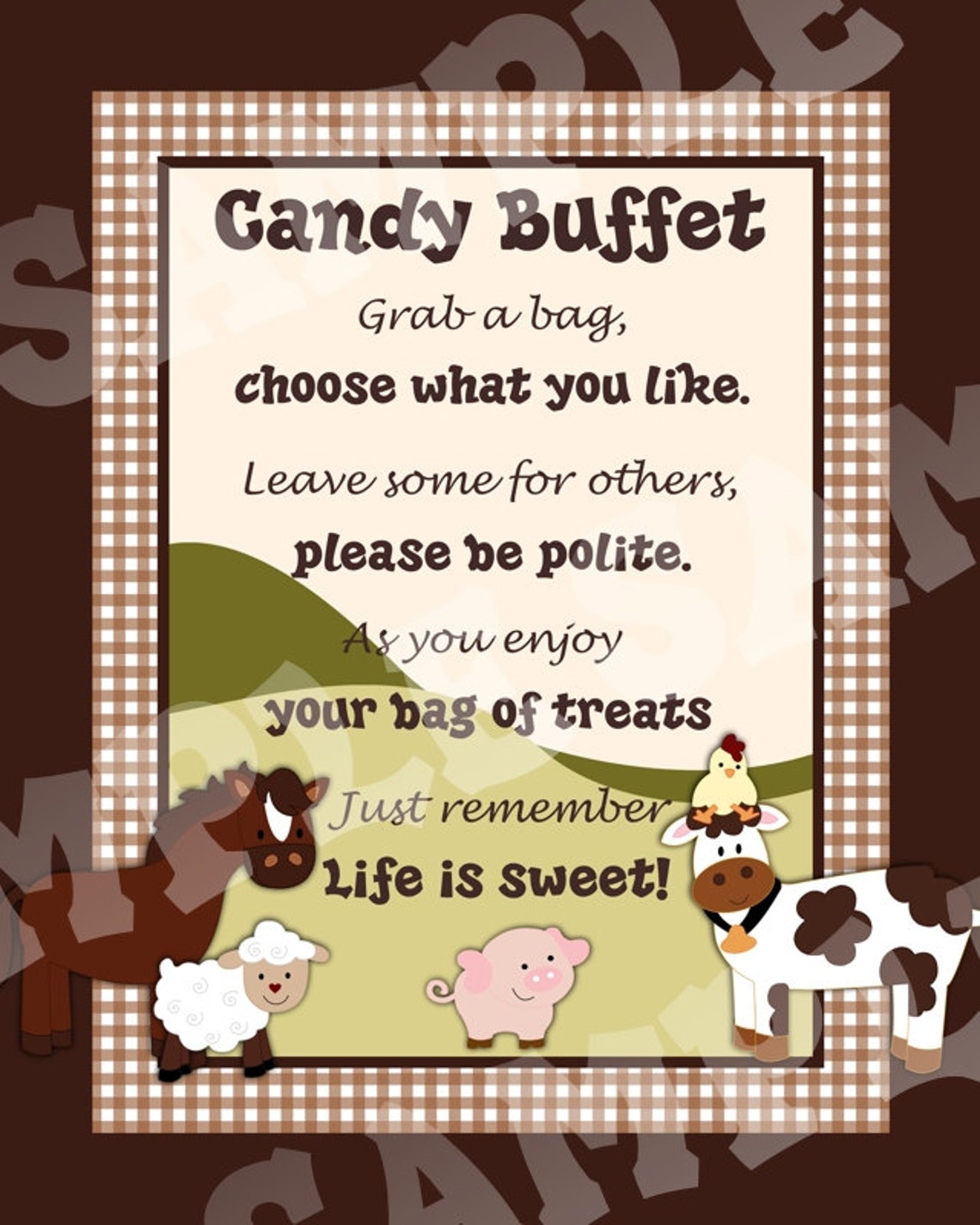Farm Animals Candy Buffet Sign and Candy Jar Labels. Farm | Etsy