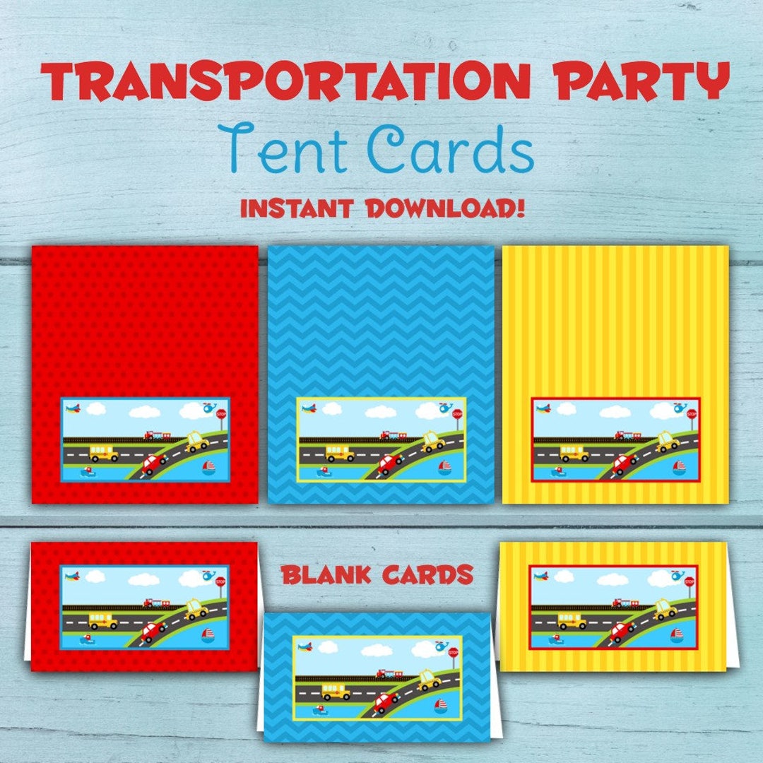 Transportation Party Tent Cards, Transportation Food Tent Cards ...