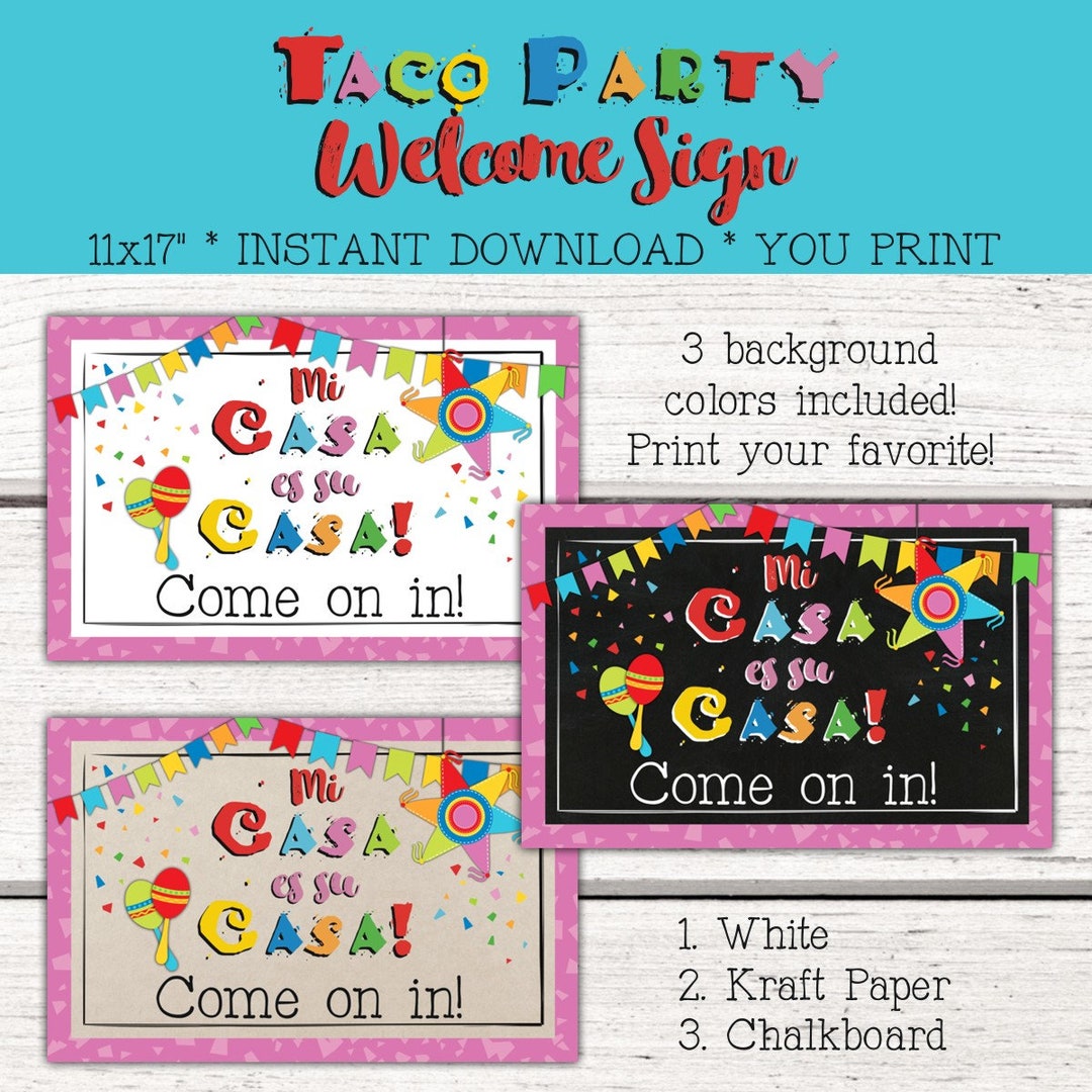 Taco Party Birthday Welcome Sign, Fiesta Party Welcome Sign , Cinco De ...
