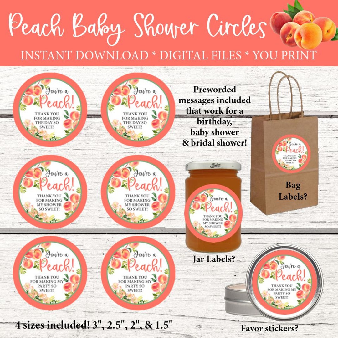 Peach Party, Peach Baby Shower, Peach Bridal Shower, Peach Favor ...