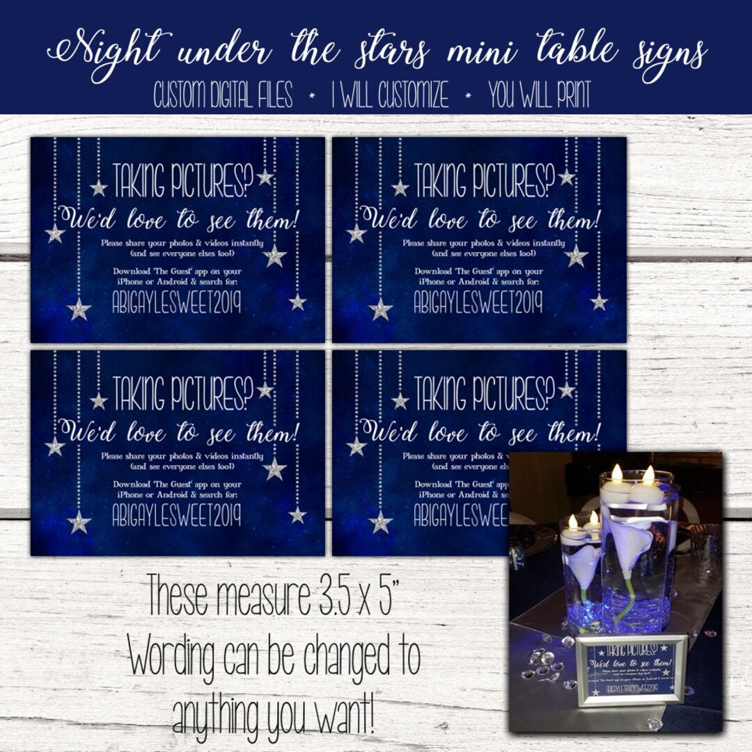 A Night Under the Stars Mini Table Signs, Starry Night Mini Table Signs ...