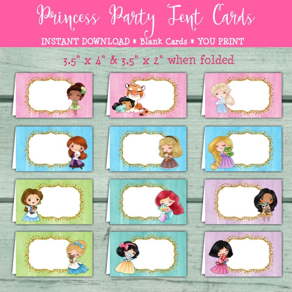 Princess Birthday Party Table Cards. Tent Cards. Food Cards. | Etsy