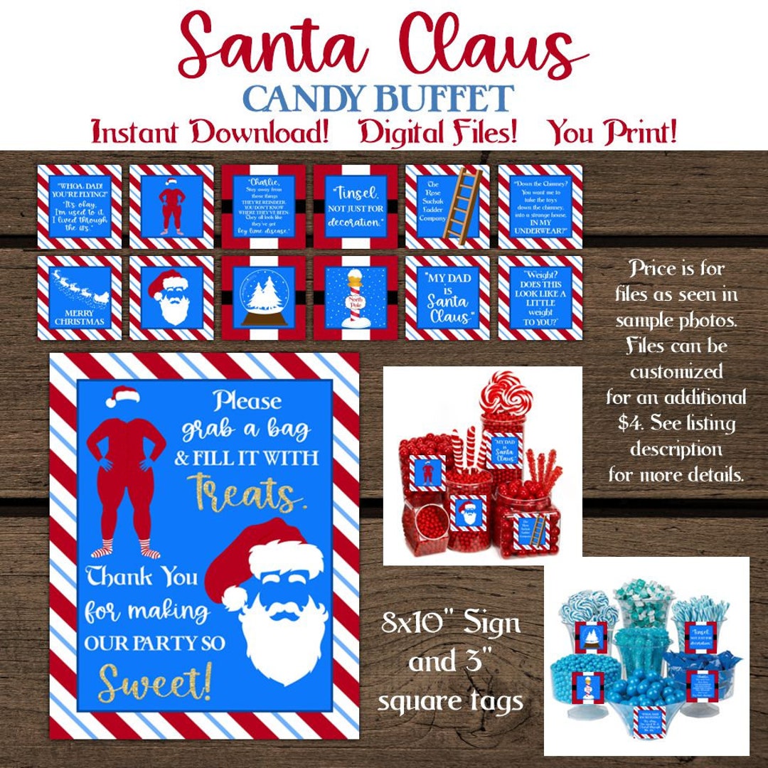 The Santa Clause Inspired Christmas Party Candy Buffet Sign, Candy ...