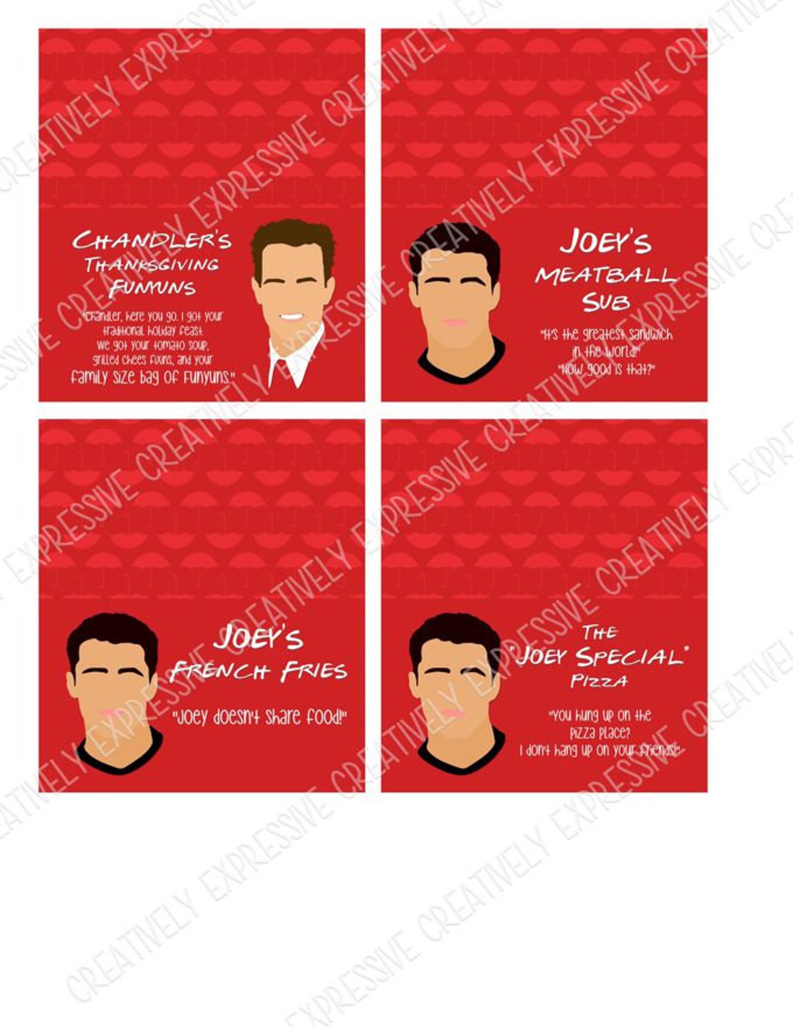 Friends Inspired Party Food Cards. Friends Birthday Tent Cards. Friends ...