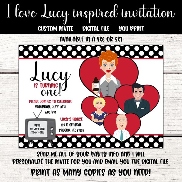 I Love Lucy Invitations - Etsy
