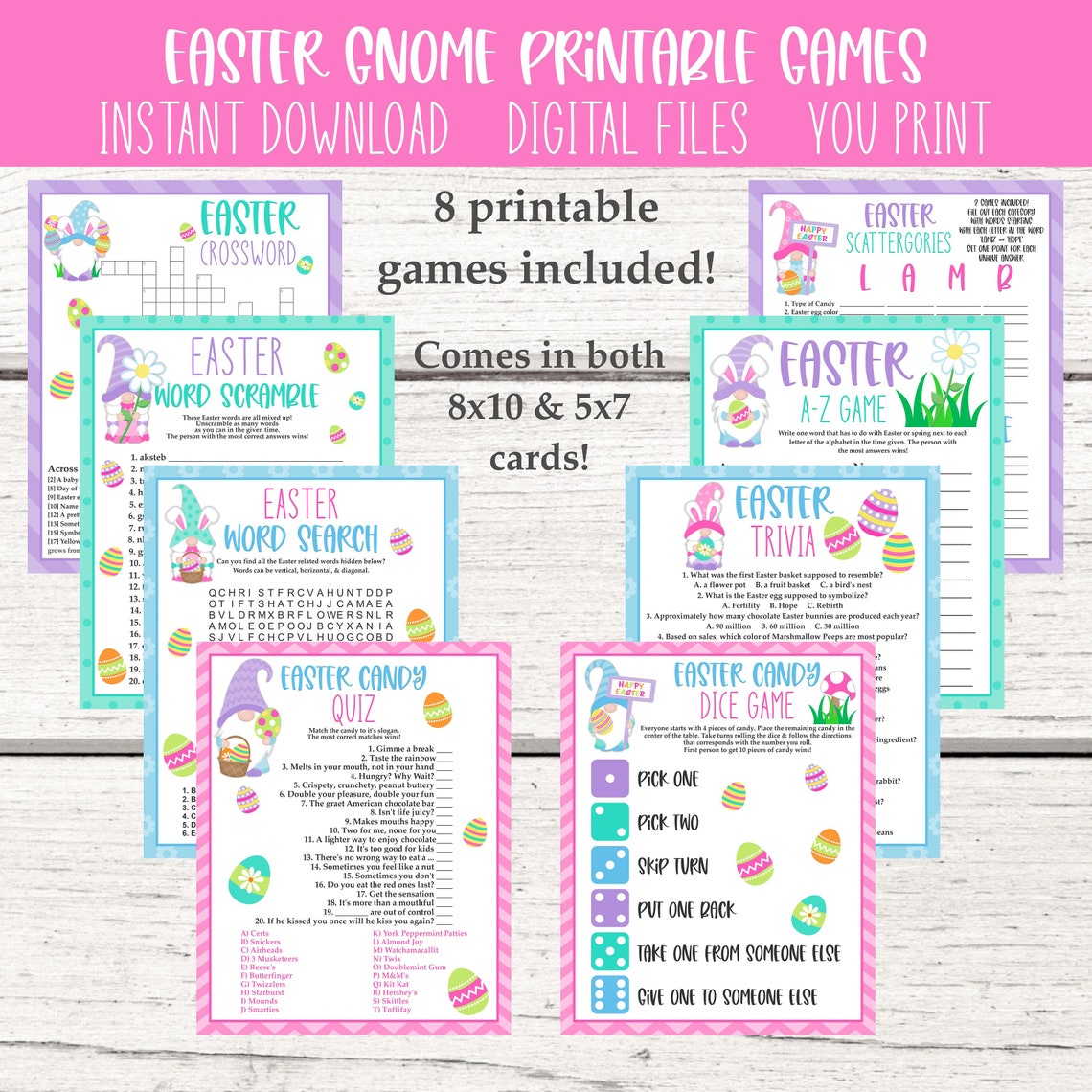 Easter Gnomes Party Games. Easter Games Package. 8 Printable - Etsy