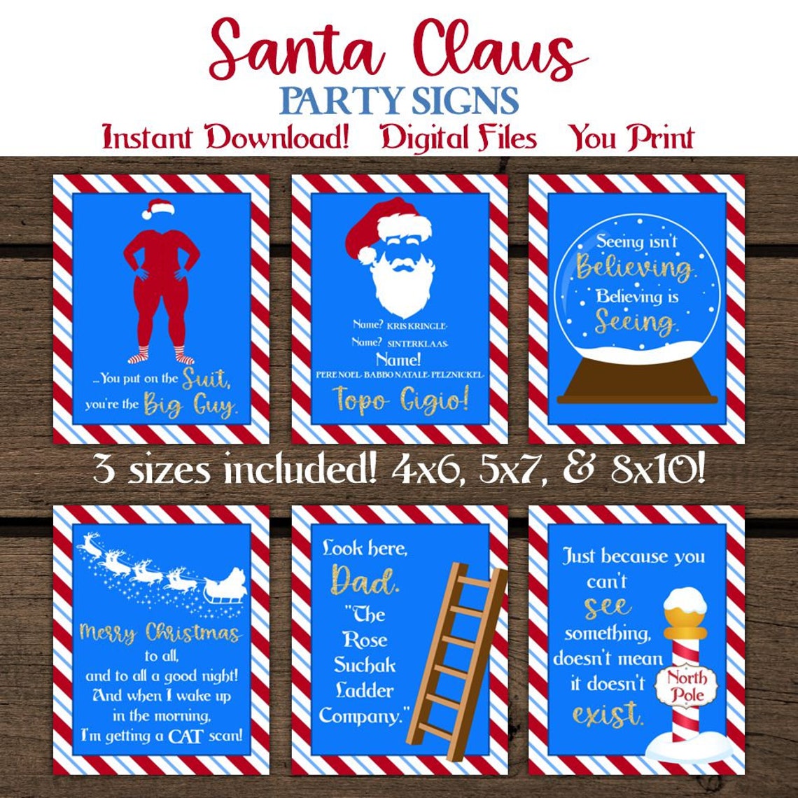 The Santa Clause Inspired Christmas Party Signs. Santa Claus Signs ...
