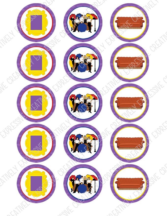 Friends Inspired Party Circles. Friends Cupcake Toppers. | Etsy