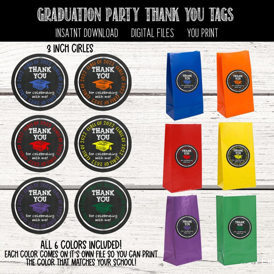 Graduation Party Thank You Tags. Chalk Board Thank You Circles. Class ...