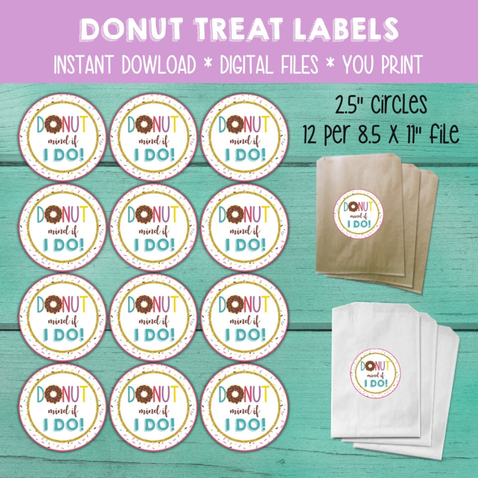 Donut Party Treat Labels. Donut Party Favor Labels. Donut - Etsy