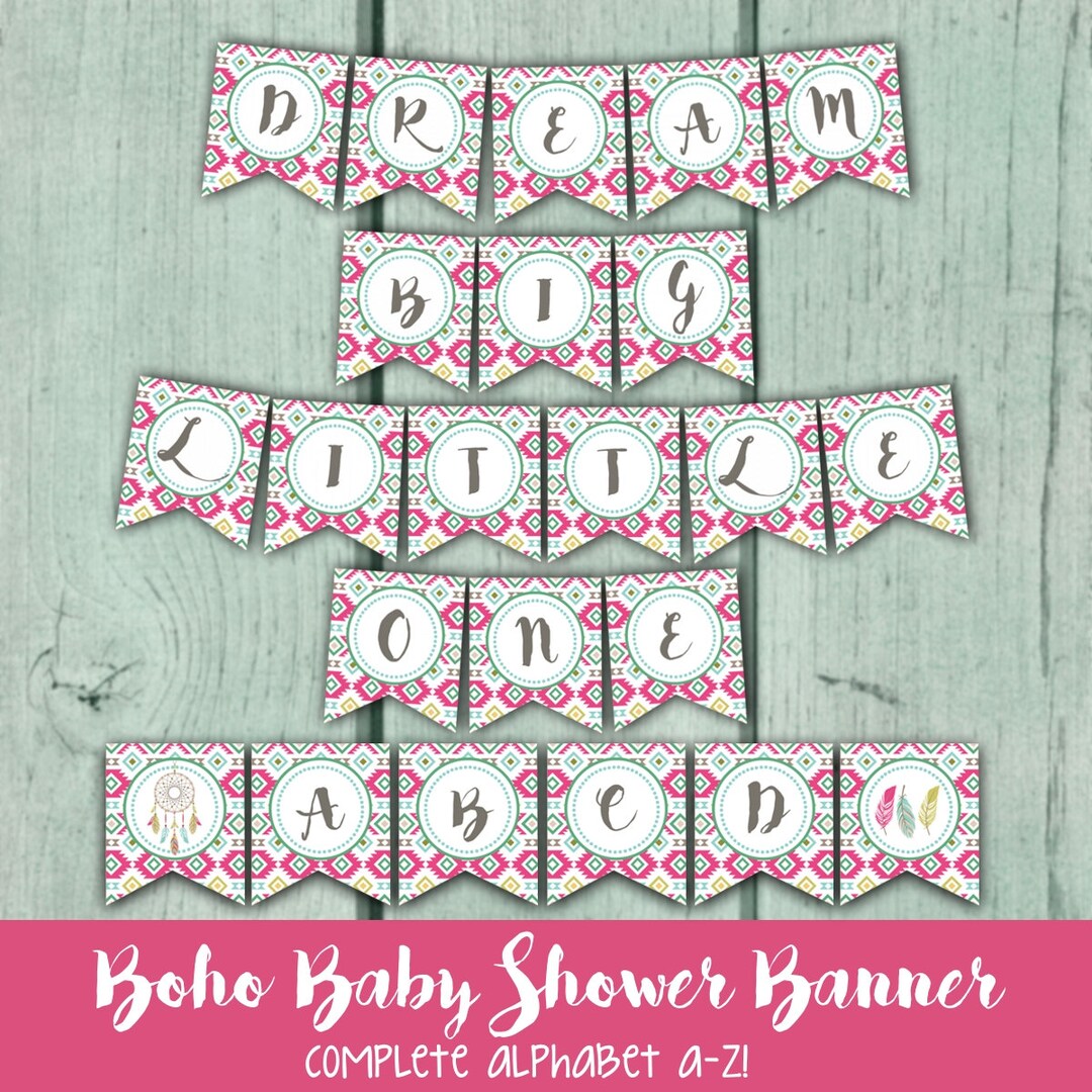 Boho Baby Shower Banner. Tribal Print Baby Shower Banner. Bohemian Baby ...