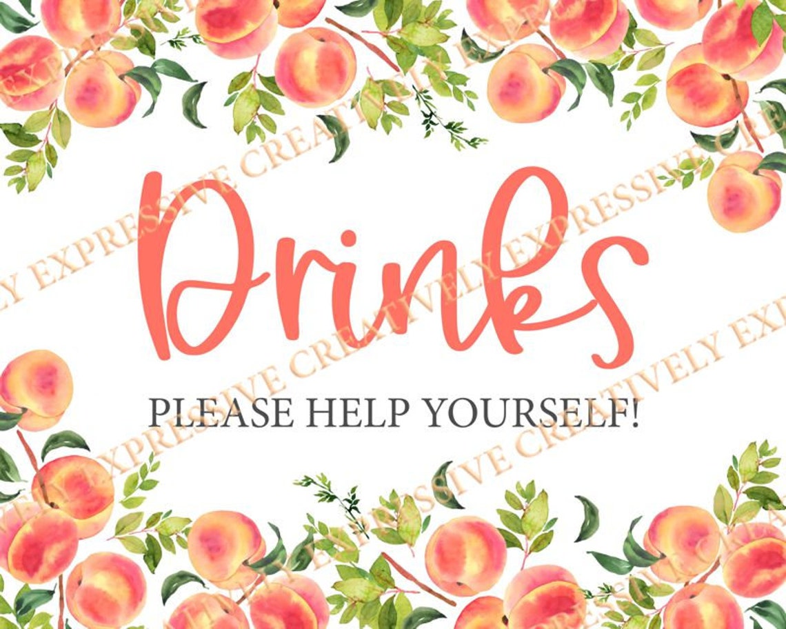 Peach Party Signs. Peach table sign. Photo Booth Sign. Drinks | Etsy