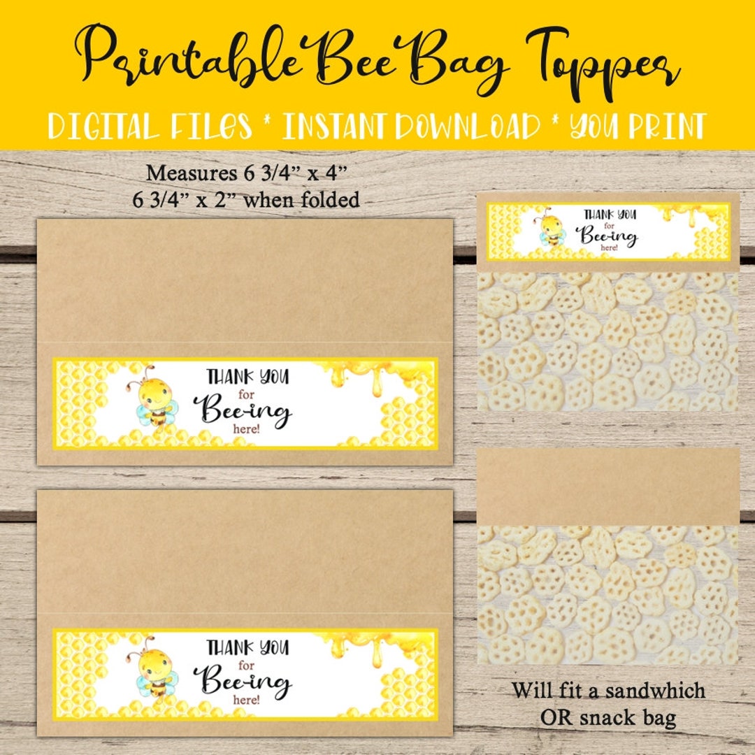 Bumblebee Bag Topper. Bee Treat Topper. Bee Party Favor. Bee Gender ...