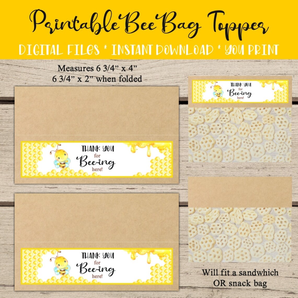 Bumblebee Bag Topper. Bee Treat Topper. Bee Party Favor. Bee - Etsy