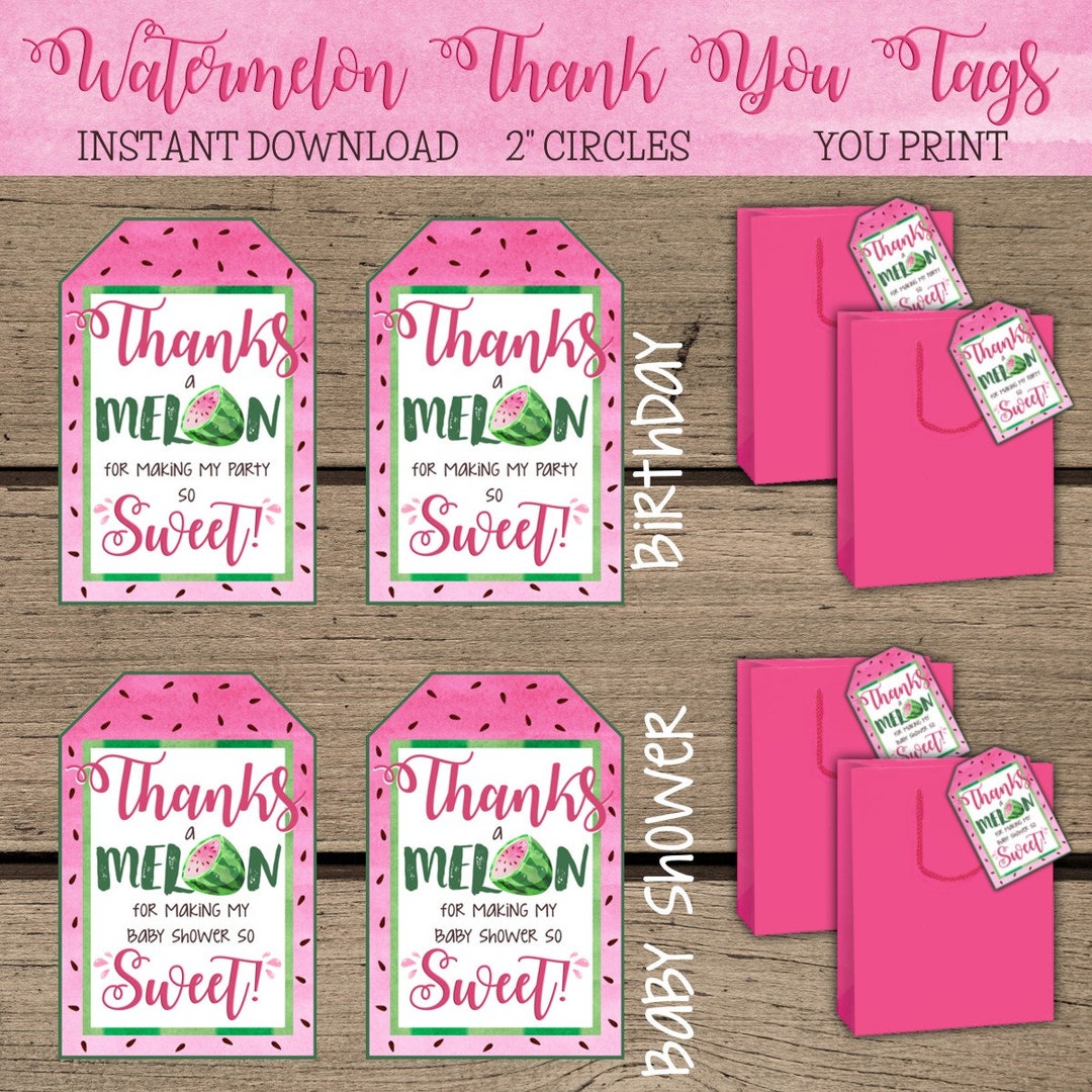 Watermelon Thank You Tags, One in a Melon, Watermelon Birthday Party ...