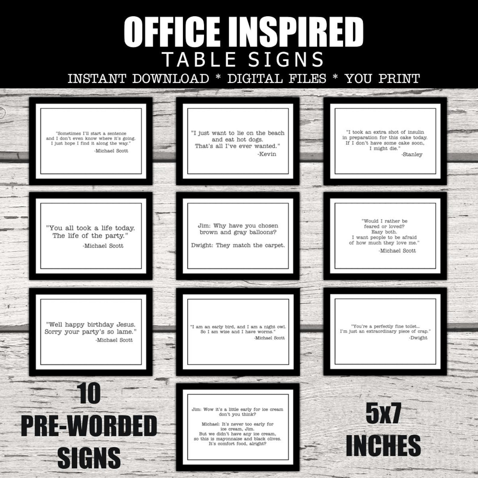 The Office Inspired Party Signs Office Table Signs Office - Etsy