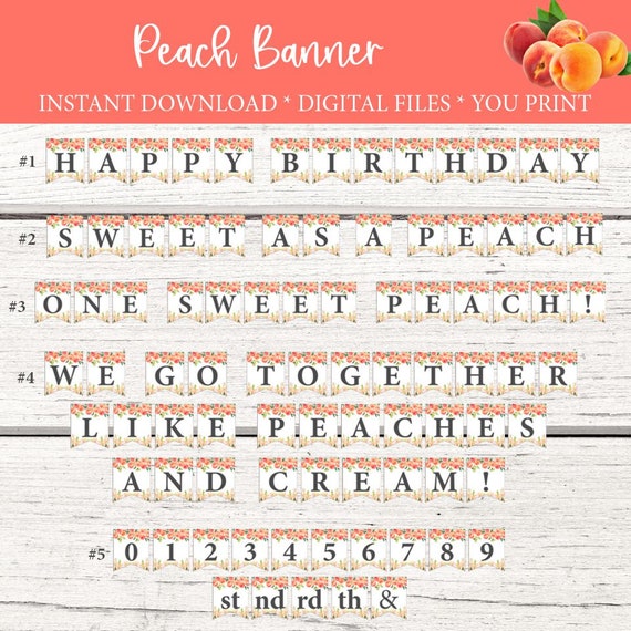 Peach Party Banner. Peach Birthday Banner. Peach Bridal Shower Banner ...