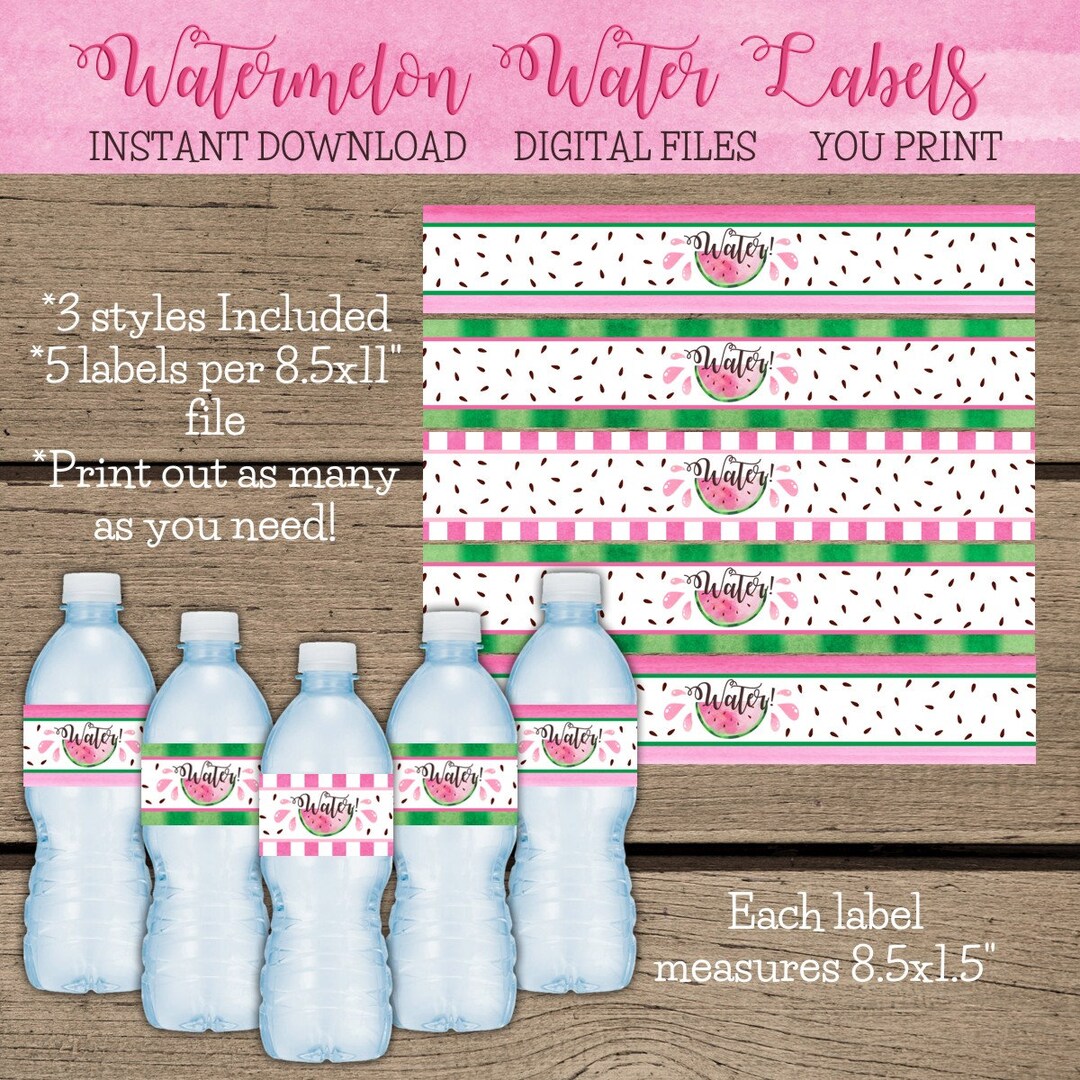 Watermelon Birthday Party Water Bottle Labels. Drink Labels. Party ...