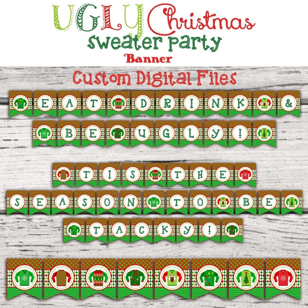 Custom Ugly Christmas Sweater Banner. Holiday Party Banner. Christmas ...