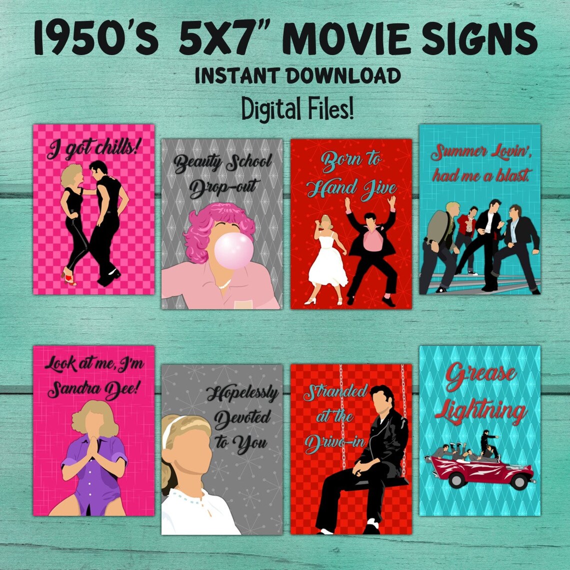 50's Party Signs, 50's Table Decorations, 50's Wall Decor, Grease ...