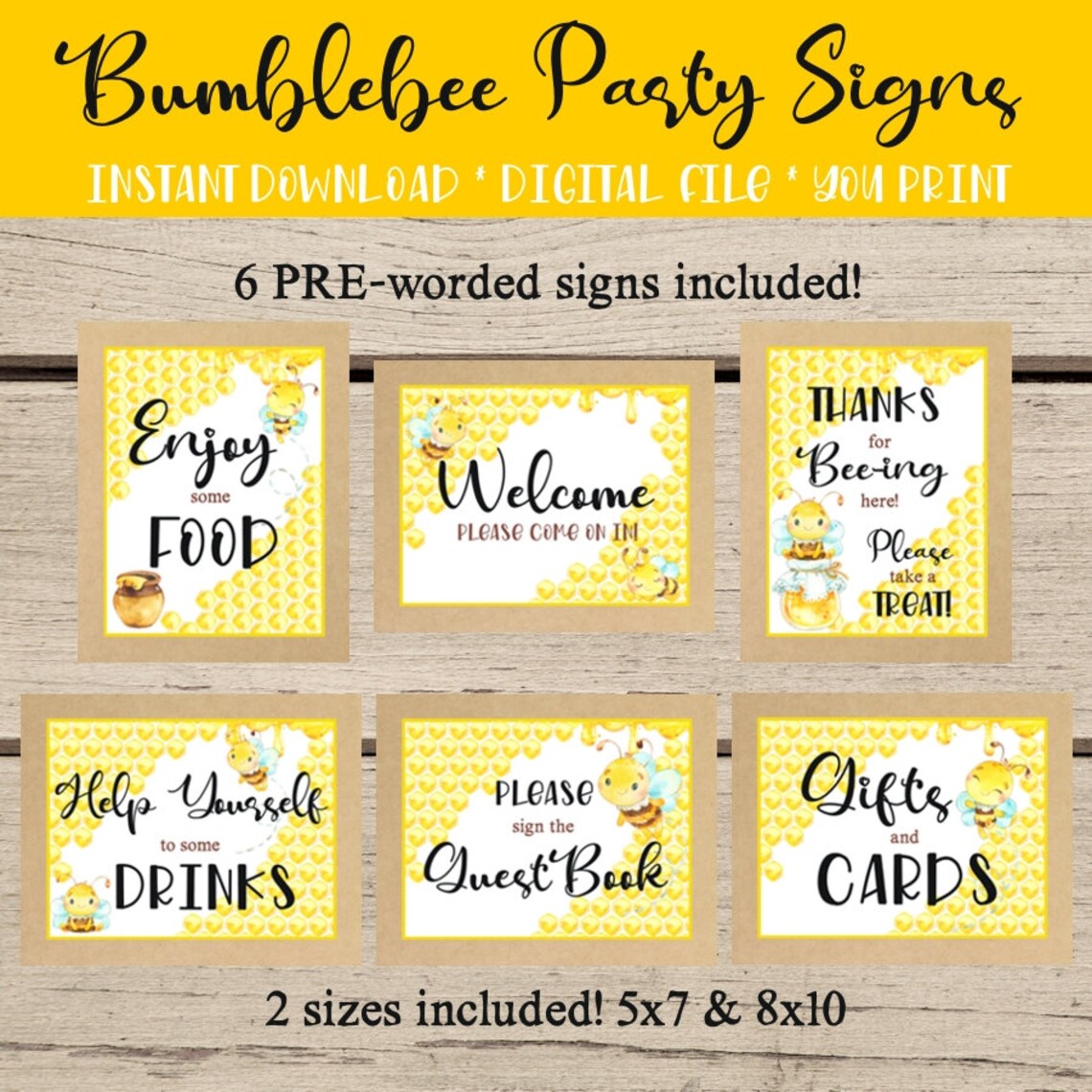 Bumblebee Party Signs. Bee Party Signs. Bee Table Signs. - Etsy