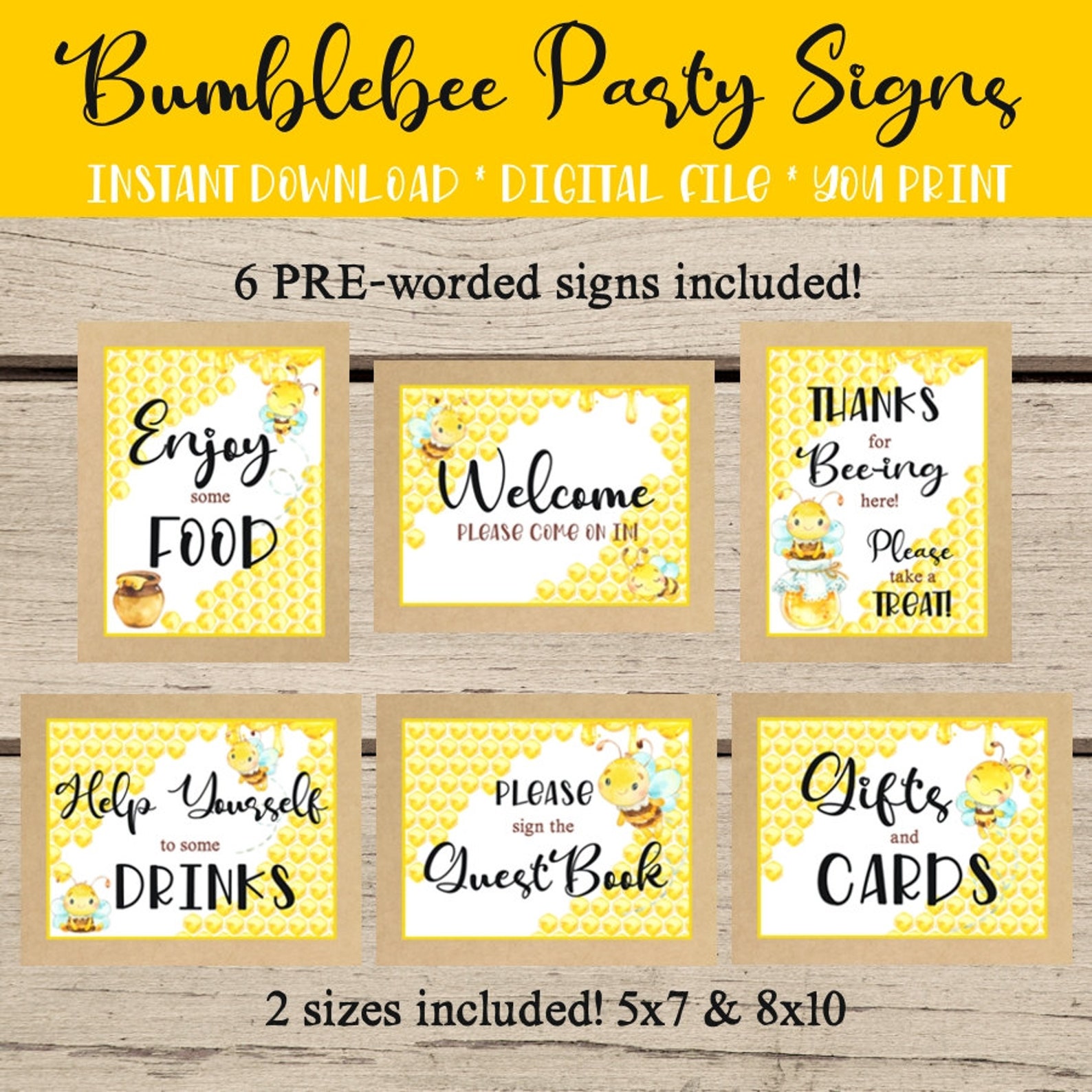 Bumblebee Party Signs. Bee Party Signs. Bee Table Signs. - Etsy