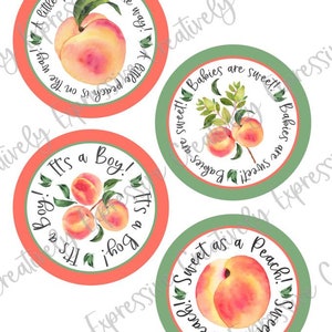 Peach Baby Shower, Peach Cupcake Toppers, Peach Bag Labels, Peach ...