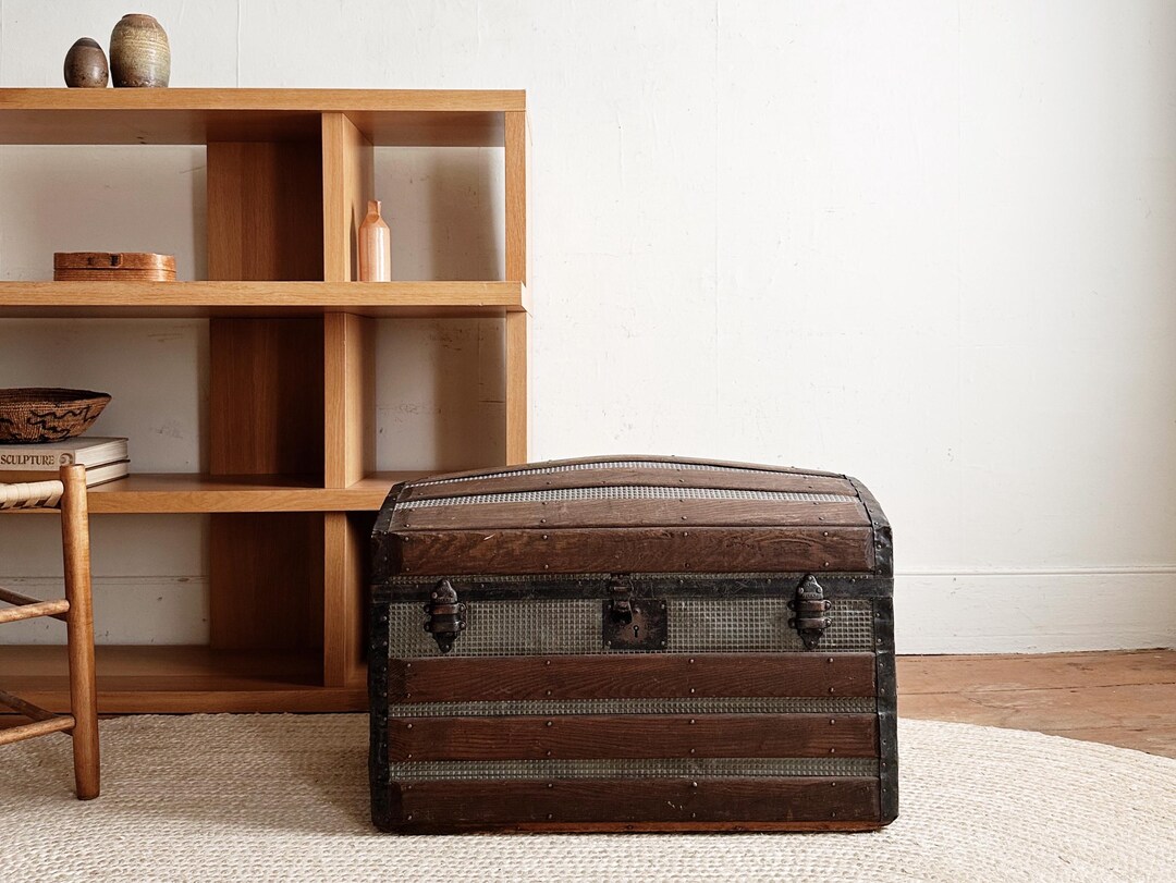 Antique Trunk Vintage Steamer Trunk Storage Box Rustic Home Decor ...