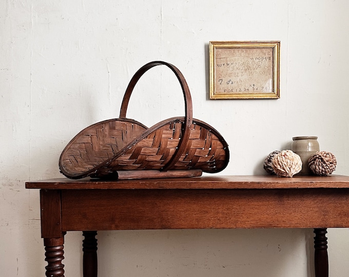 Vintage Handwoven Oak Splint Primitive Gathering Basket - Etsy