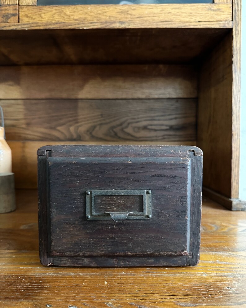 Vintage Card File Card Catalog Cabinet Wood Box Storage Box Office ...