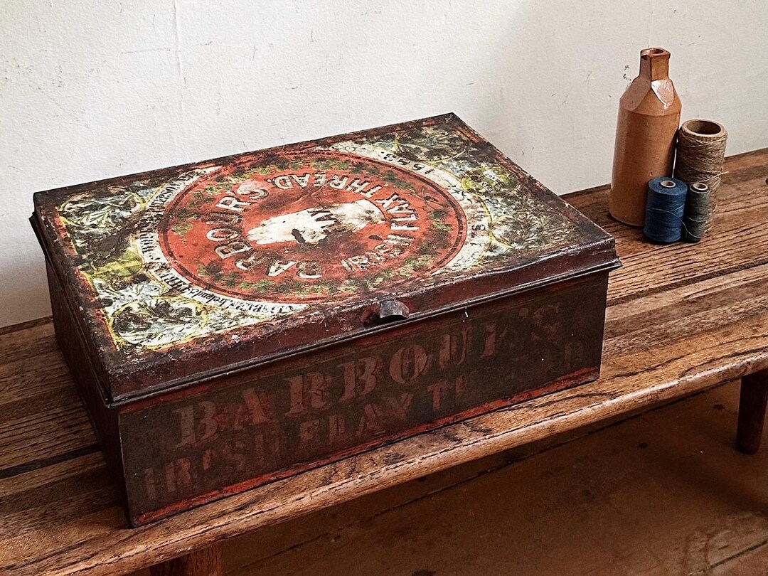 Antique Toleware Box Country Store Display Vintage Advertising Storage ...