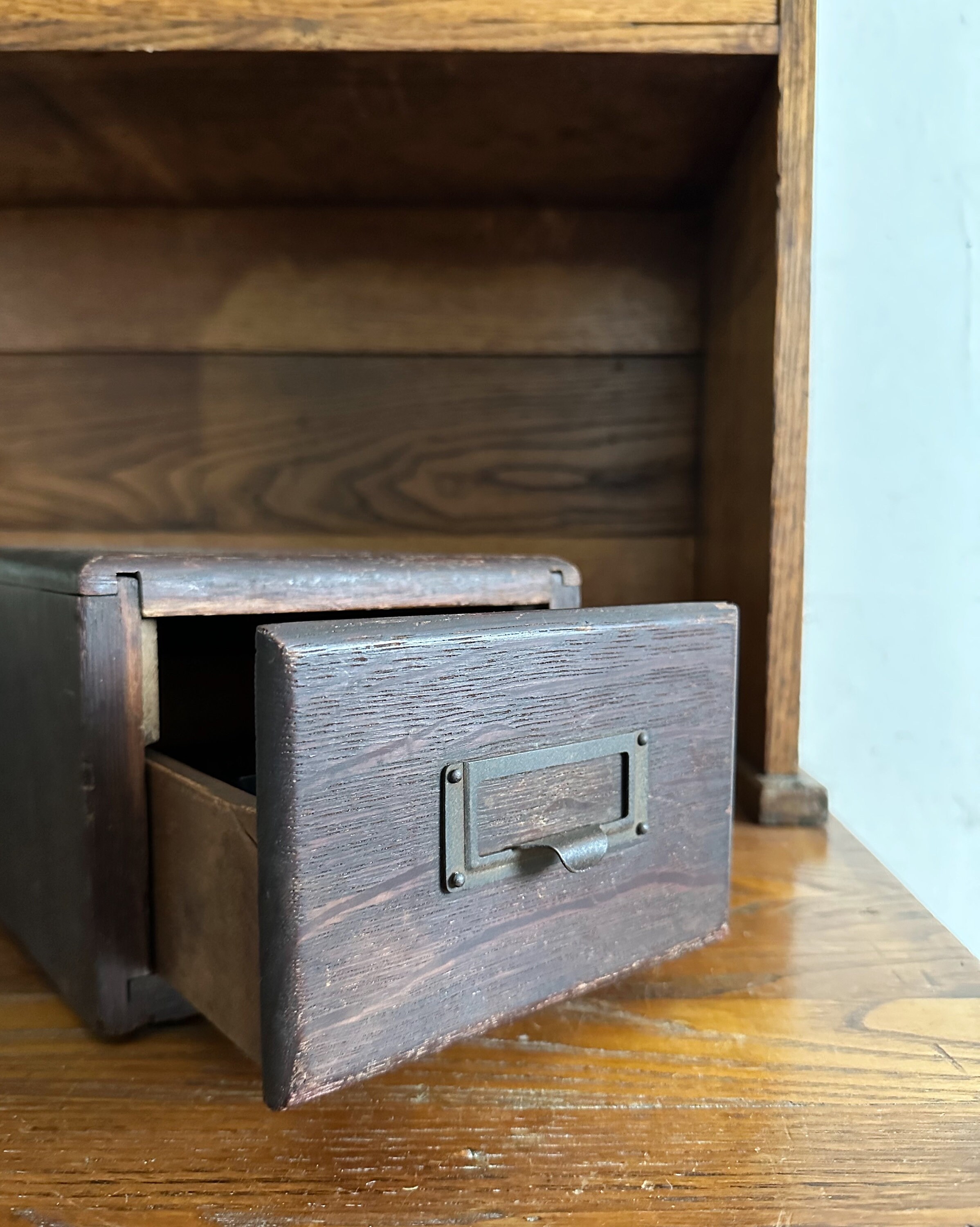 Vintage Card File Card Catalog Cabinet Wood Box Storage Box Office ...