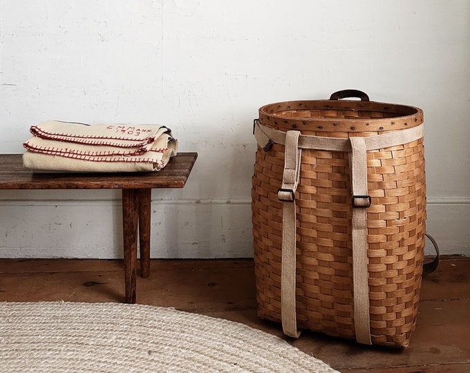Vintage Pack Basket Harvest Adirondack Foraging Basket Storage Trappers ...