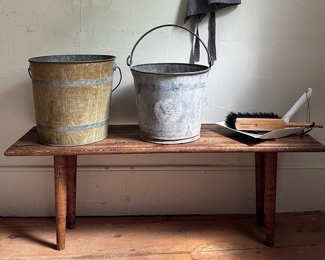 Vintage Garbage Can Galvanized Industrial Metal Bucket Planter Trash ...