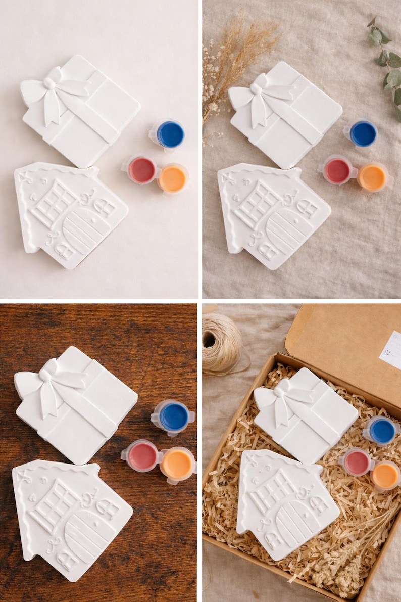 DIY Paint Your Own Plaster Set for Kids, Christmas Craft Kit, Holiday ...