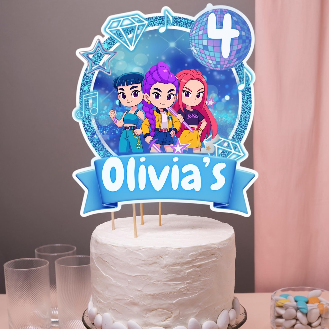 Editable Kpop Demon Hunters Cake Topper, Huntrix Kpop Birthday Toppers ...