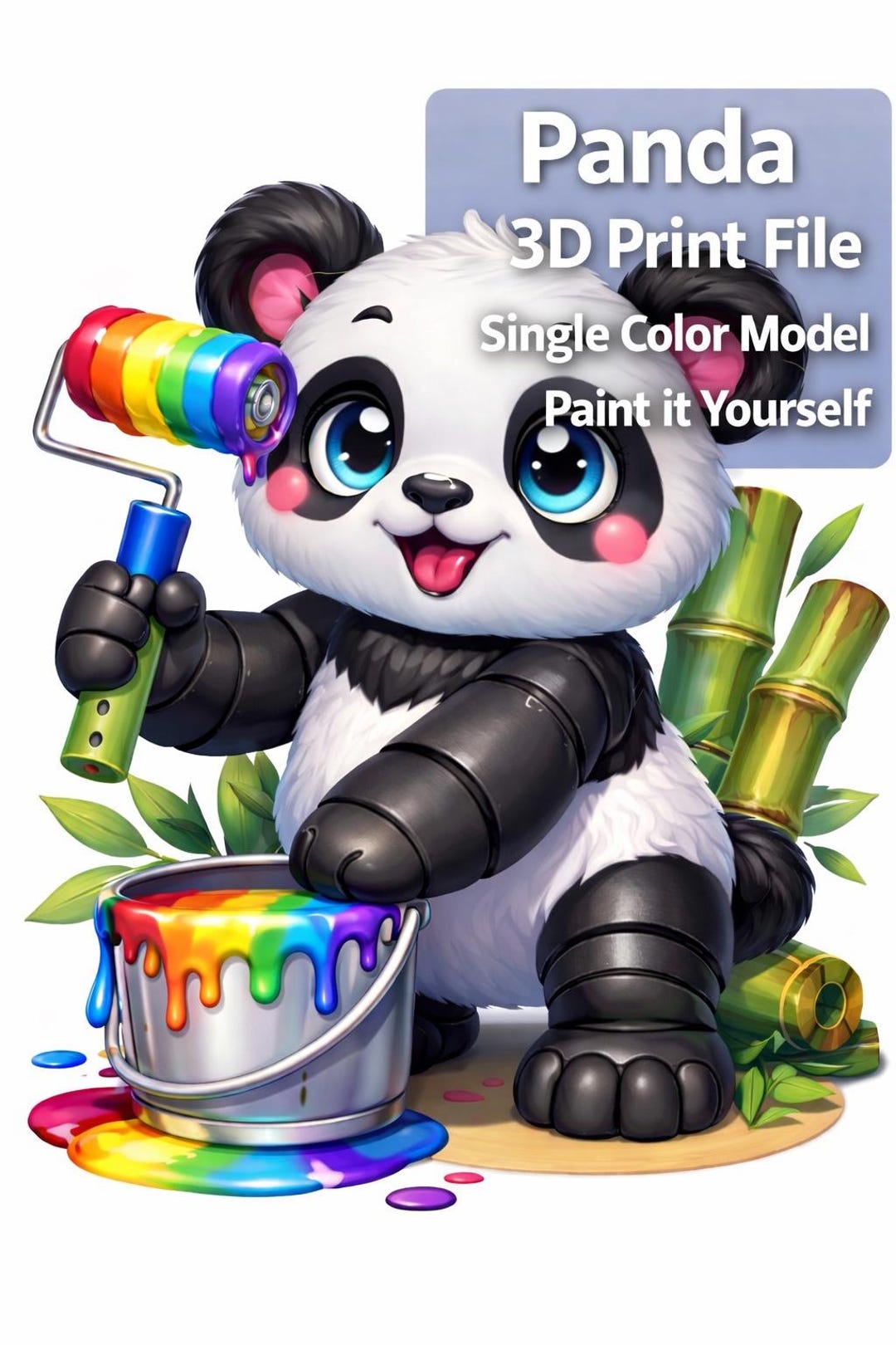Panda STL – 3D Print File – Easy to Print – Monochrome & Paintable ...