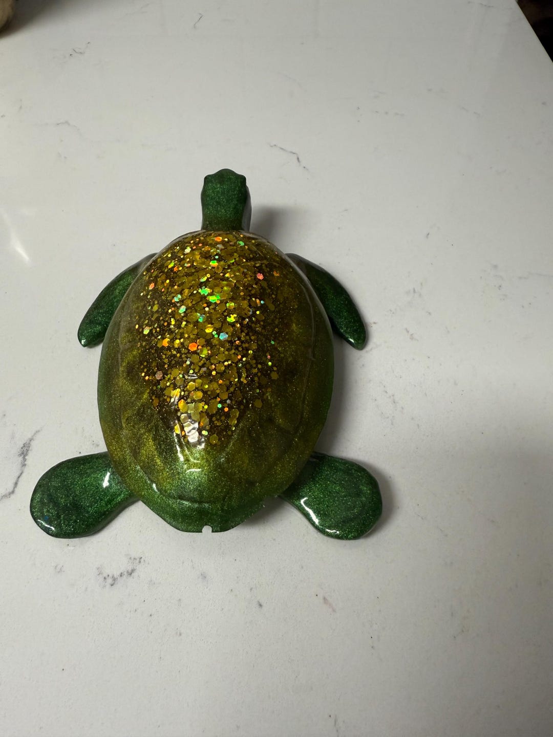 Green Sea Turtle With Gold Glitter. Made of Resin. Can Be Used in Any ...