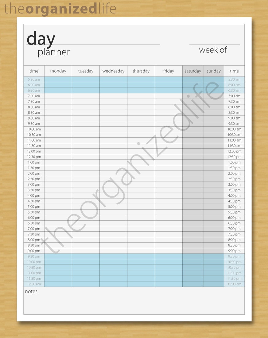 Day Planner - PDF - Etsy