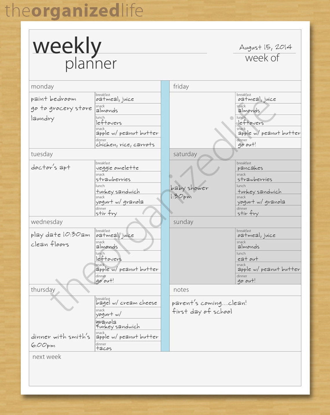 Weekly Planner - Printable PDF - Etsy