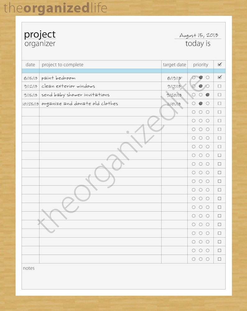 Project Organizer - PDF - Etsy