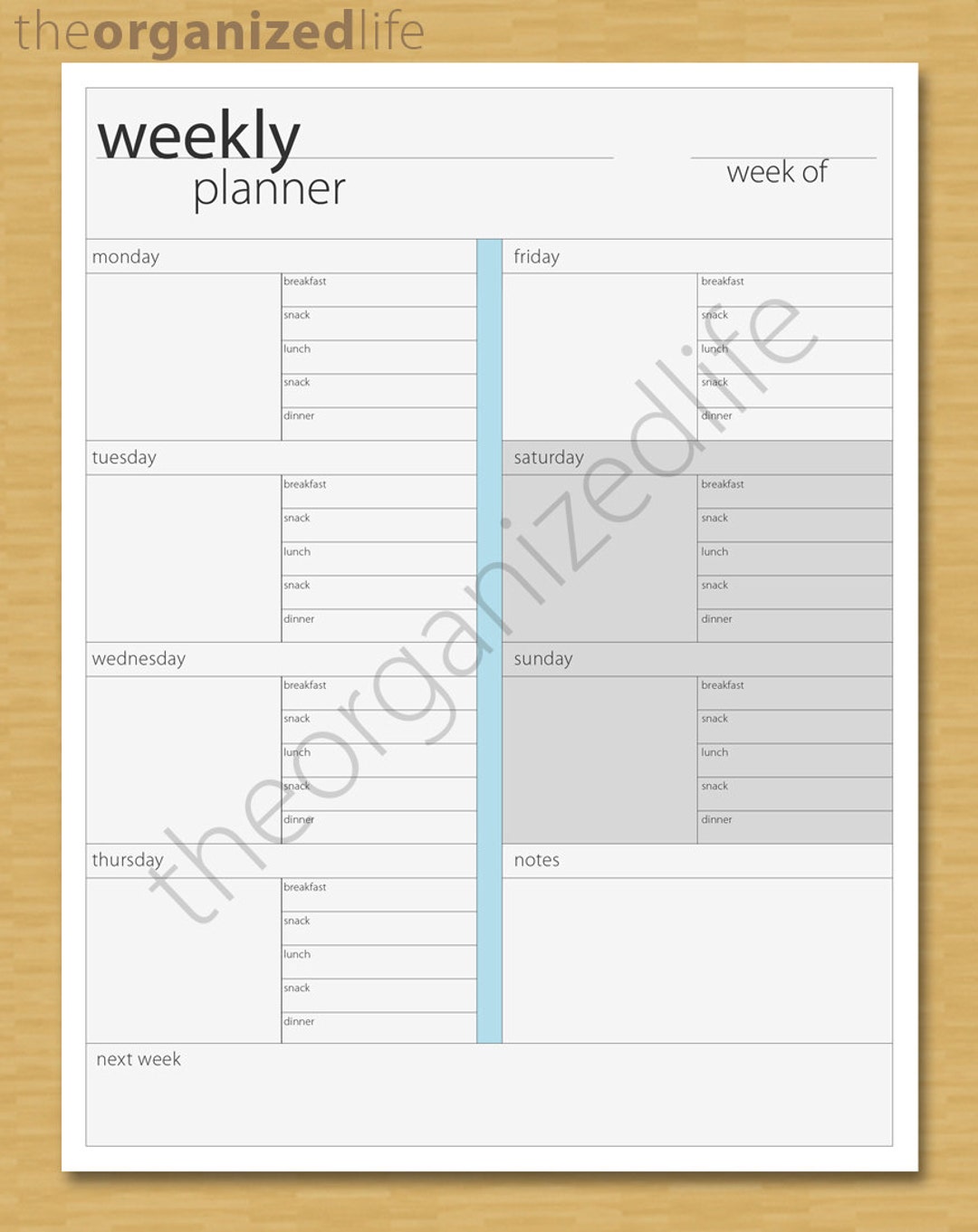 Weekly Planner - Printable PDF - Etsy