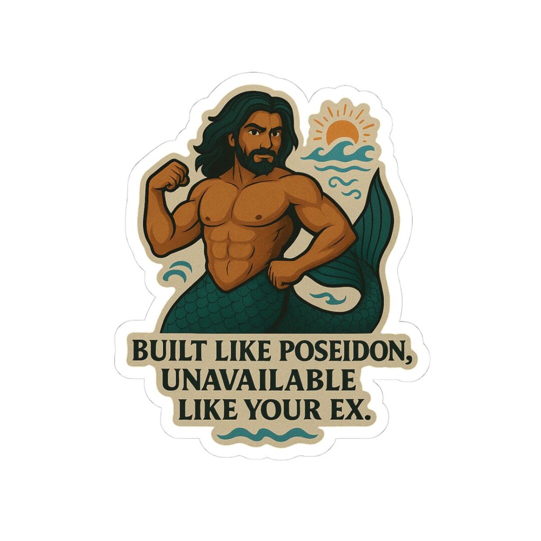 Poseidon-inspired Stickers; Laptop Decals, Gift for Friends, Mermaid ...