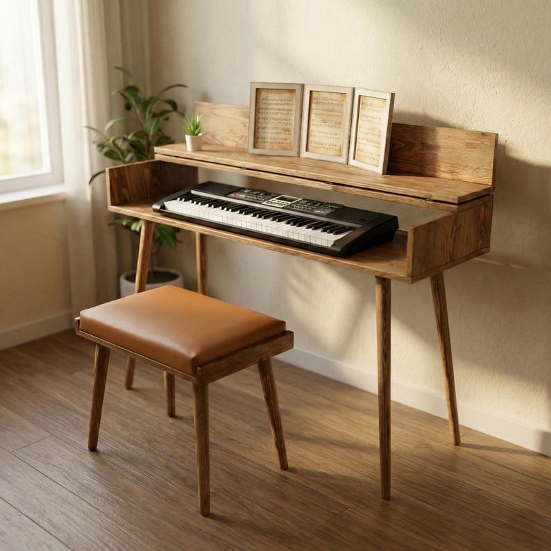 Handmade Wooden Piano Stand, Solid Pine Keyboard Stand, Custom Size ...